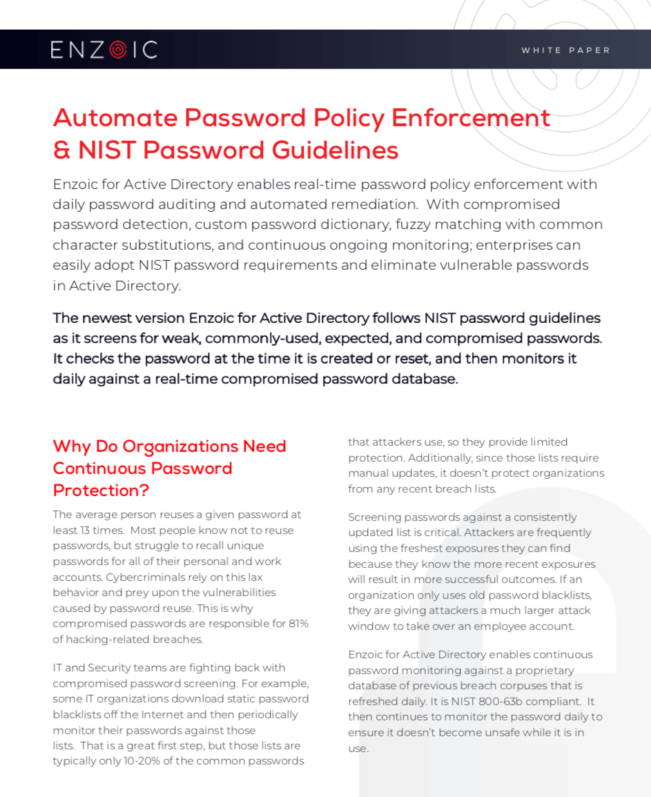Automated Password Policy Enforcement & NIST Guidelines Automated Password Policy Enforcement & NIST Guidelines